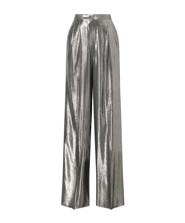 Giuliva Heritage Pleated Lamé Wide-leg Pants