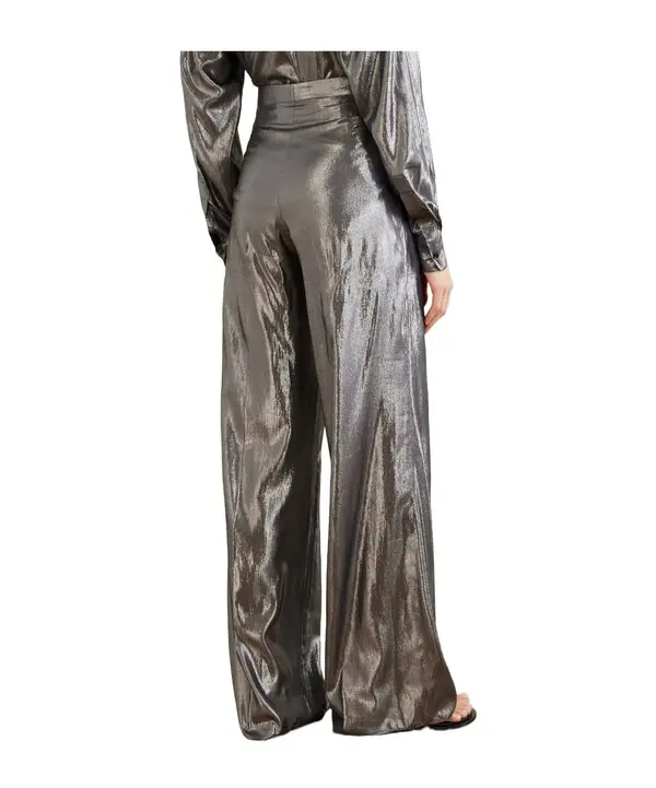 Giuliva Heritage Pleated Lamé Wide-leg Pants