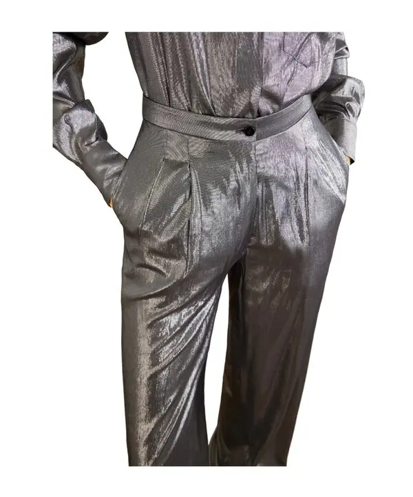 Giuliva Heritage Pleated Lamé Wide-leg Pants