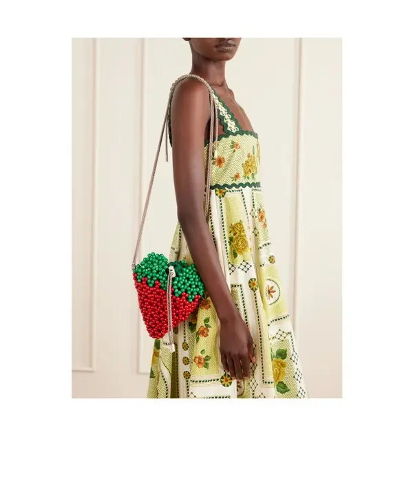 ALEMAIS Beaded Strawberry-shaped Belt Bag