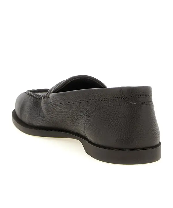 John Lobb Pebble-grained Calfskin Round-toe Loafers