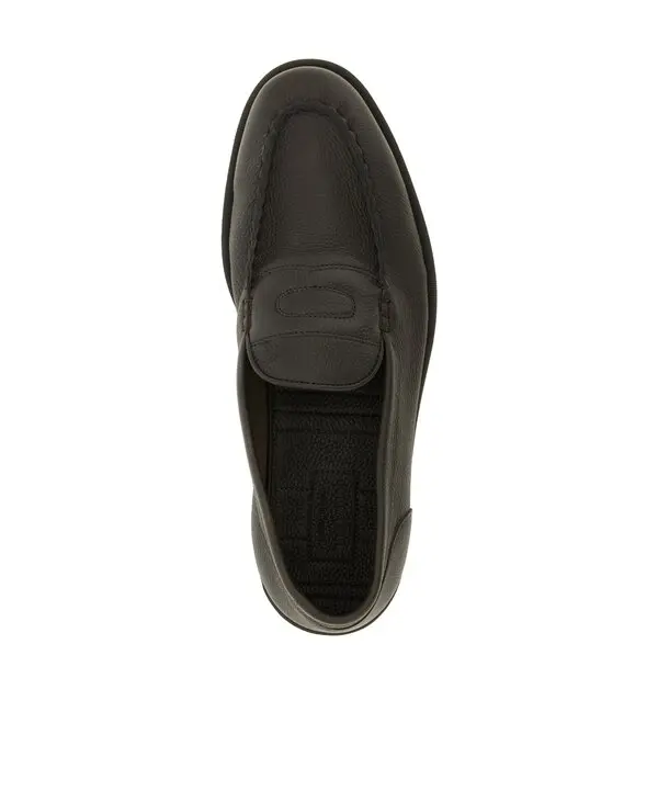 John Lobb Pebble-grained Calfskin Round-toe Loafers
