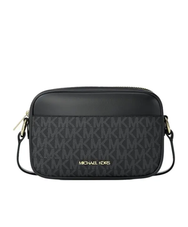 Michael Kors Jet Set Small Signature Logo Camera Crossbody Bag - Black