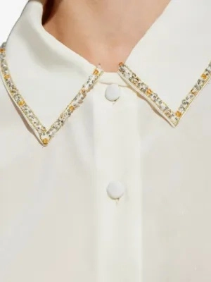 FRAME Bead-embellished Silk Shirt