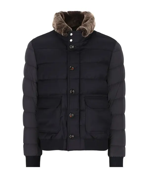 MOORER Fur-collar Quilted Jacket