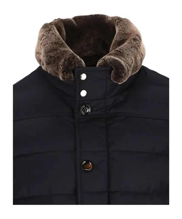 MOORER Fur-collar Quilted Jacket