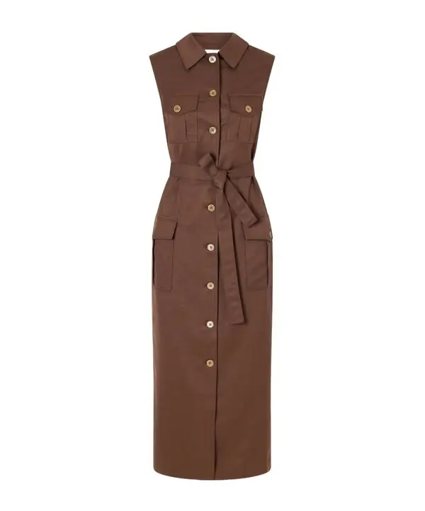 Giuliva Heritage Belted Silk And Linen-blend Midi Dress