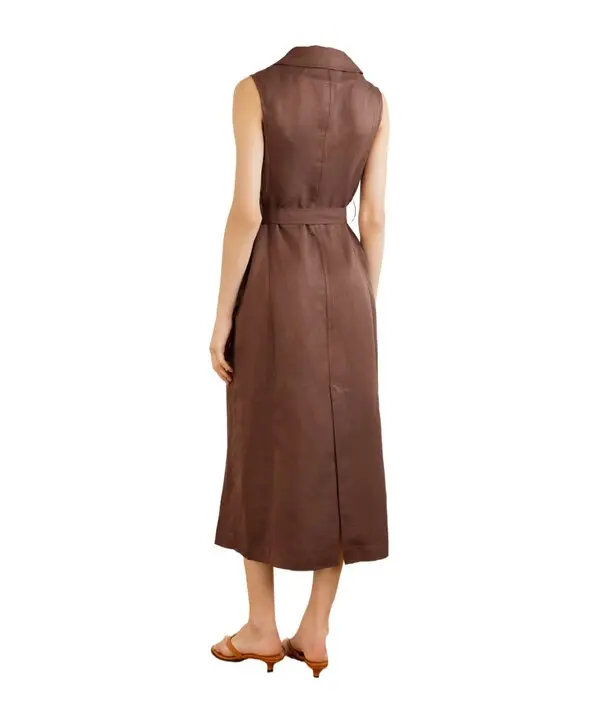 Giuliva Heritage Belted Silk And Linen-blend Midi Dress