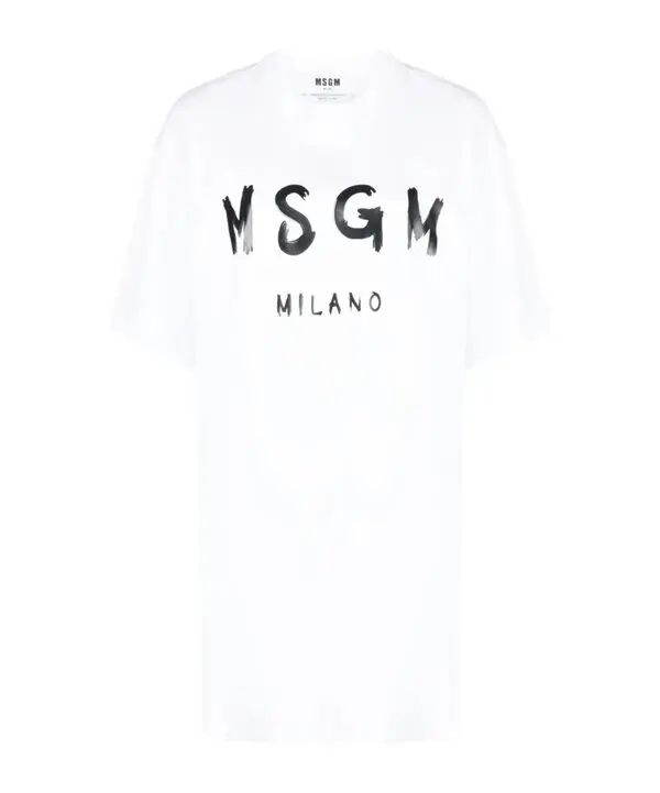 MSGM Logo-print Cotton Mini Dress - No