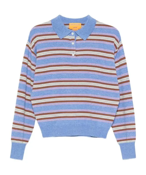 Guest In Residence Collegiate Stripe-pattern Polo Sweater