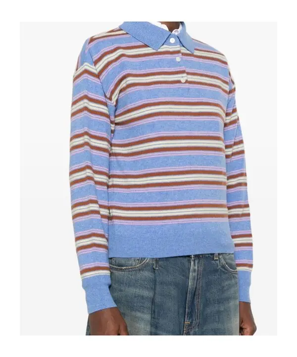 Guest In Residence Collegiate Stripe-pattern Polo Sweater