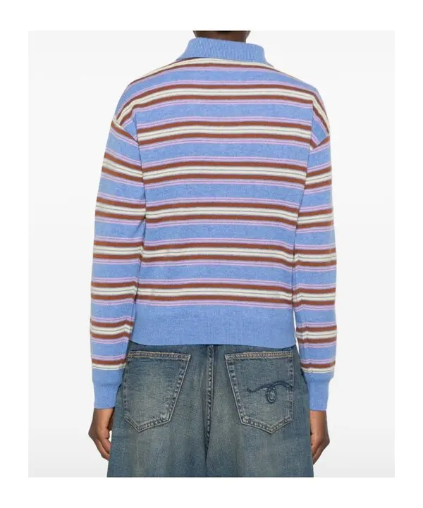 Guest In Residence Collegiate Stripe-pattern Polo Sweater