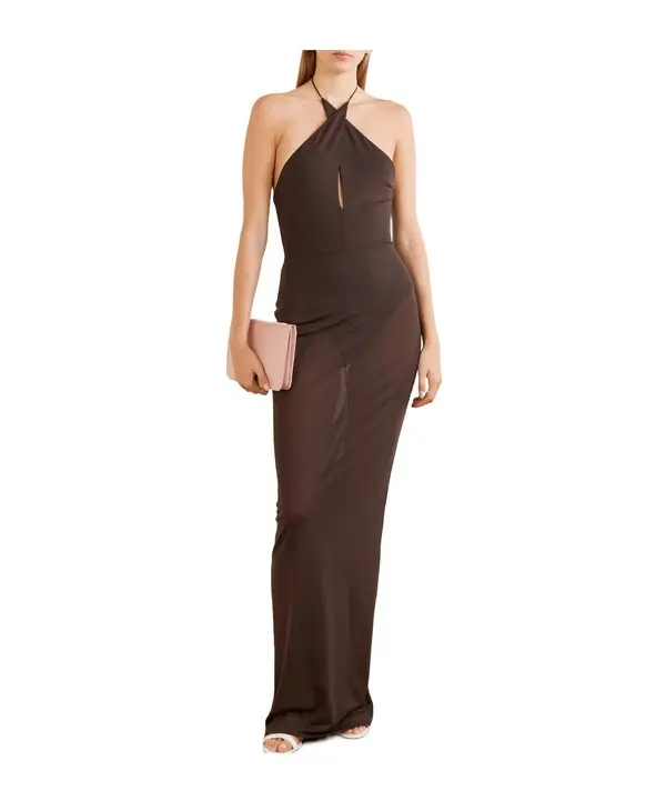 Alex Perry Mesh Halterneck Midi Dress