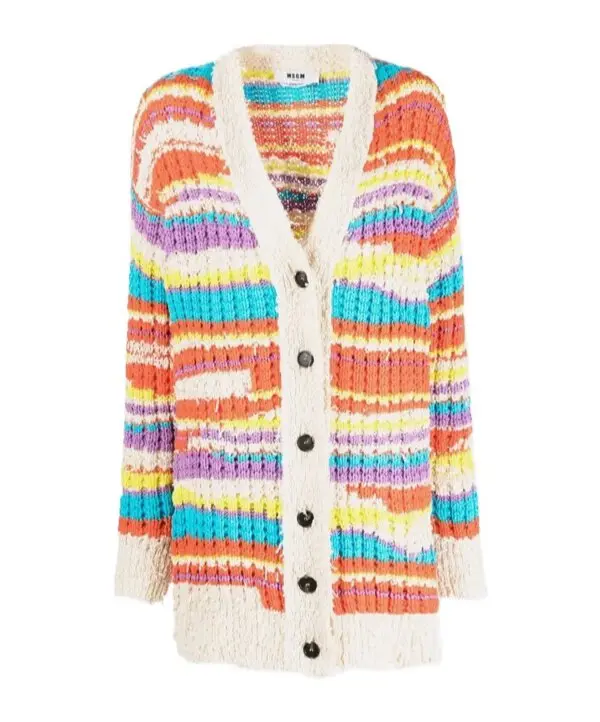 MSGM Striped Chunky Knit Cardigan