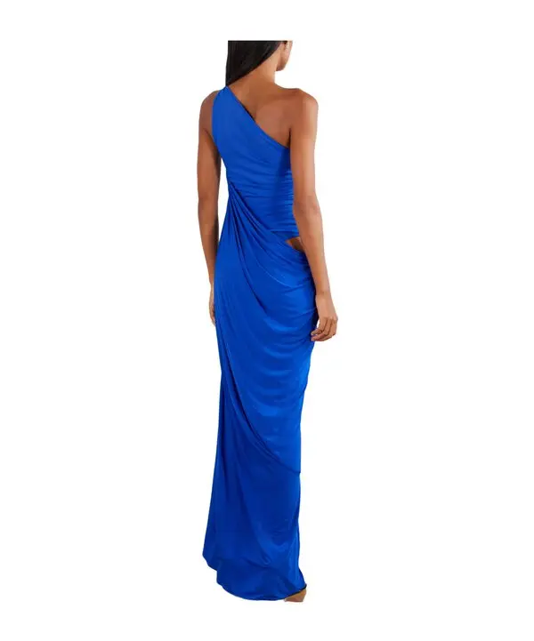 Alex Perry One-shoulder Gathered Mesh And Jersey Gown