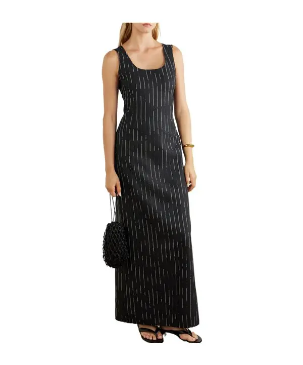 KALLMEYER Isadora Striped Wool Midi Dress