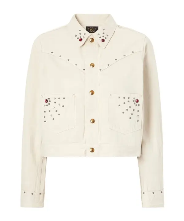 Ralph Lauren Ida Cropped Embellished Denim Jacket
