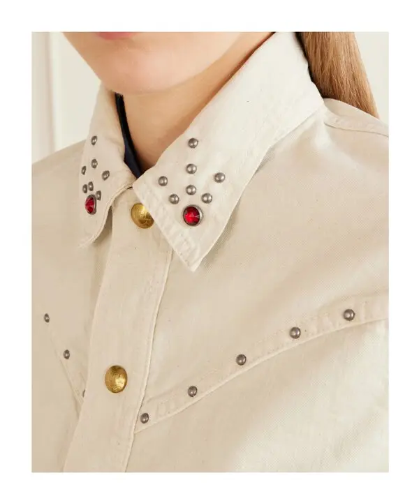 Ralph Lauren Ida Cropped Embellished Denim Jacket