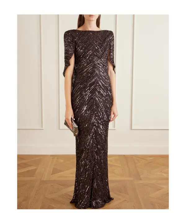 Jenny Packham Sakari Cape-effect Embellished Tulle Gown - No