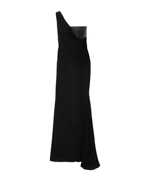 Alex Perry Asymmetric Leather And Jersey Gown