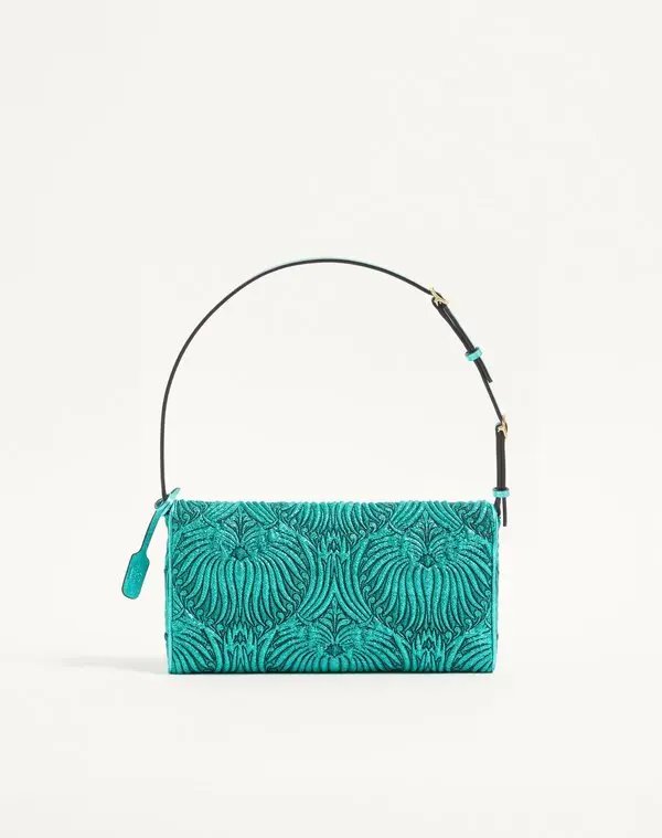 Valentino Garavani Devain Small Shoulder Bag In Jacquard Cloqué Lurex Fabric