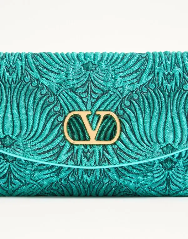 Valentino Garavani Devain Small Shoulder Bag In Jacquard Cloqué Lurex Fabric
