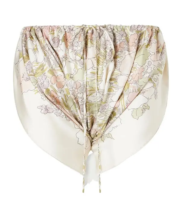 Calvin Klein Ruched Floral-print Silk Mini Shorts - No