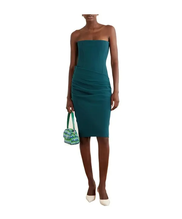 Alex Perry Strapless Draped Midi Dress