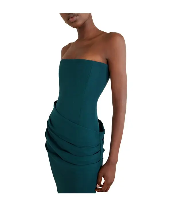 Alex Perry Strapless Draped Midi Dress