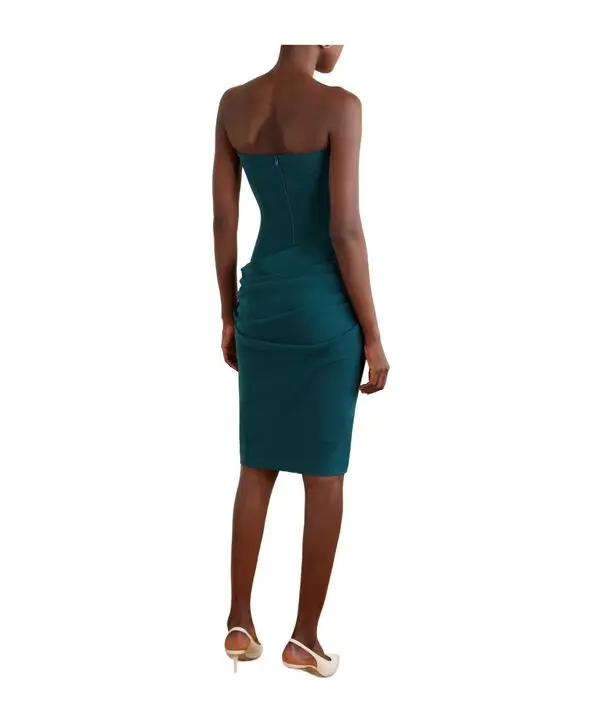 Alex Perry Strapless Draped Midi Dress