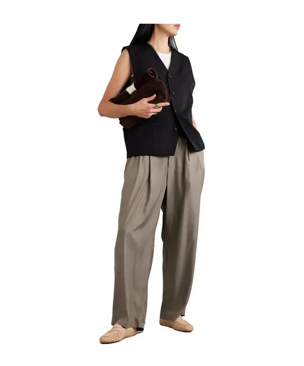 SSSTEIN Pleated Twill Wide-leg Pants