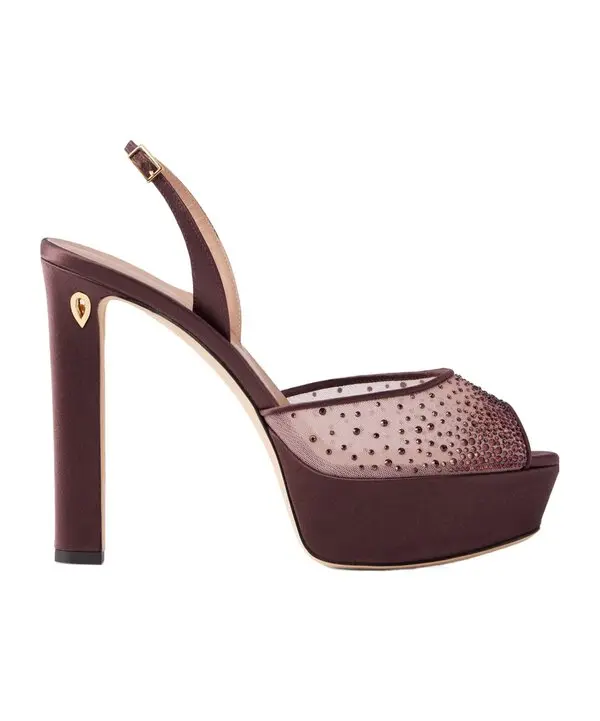 Jennifer Chamandi Crystal-embellished Mesh Sandals