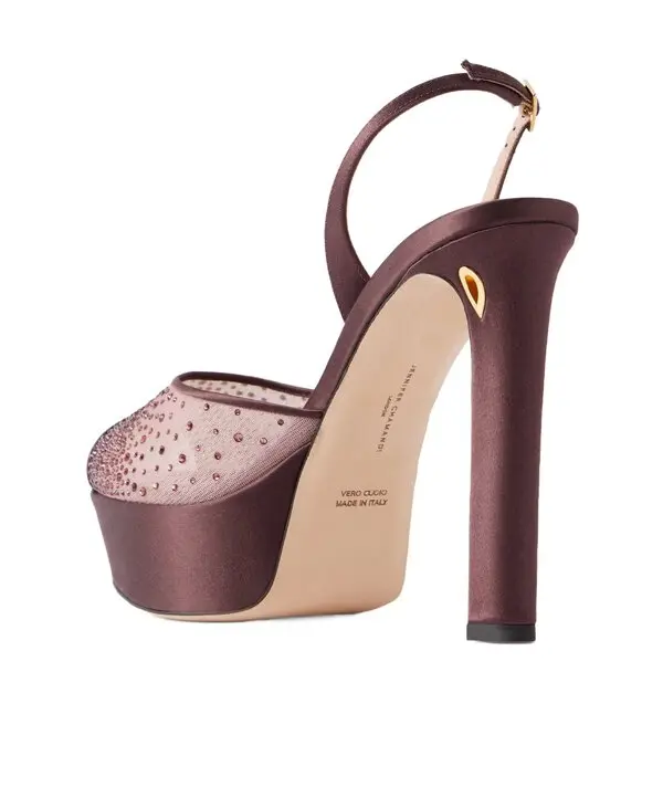 Jennifer Chamandi Crystal-embellished Mesh Sandals