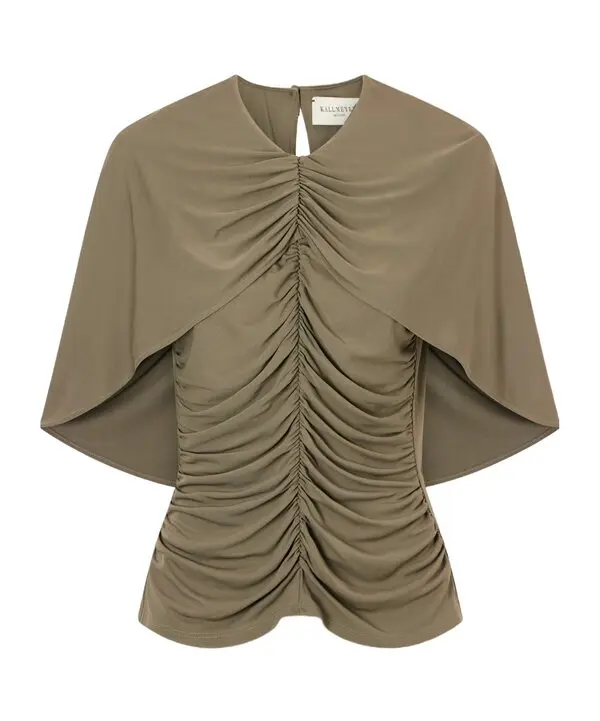 KALLMEYER Cape-effect Gathered Jersey Top