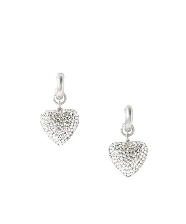 Assouline Crystal Heart Earrings - Silver