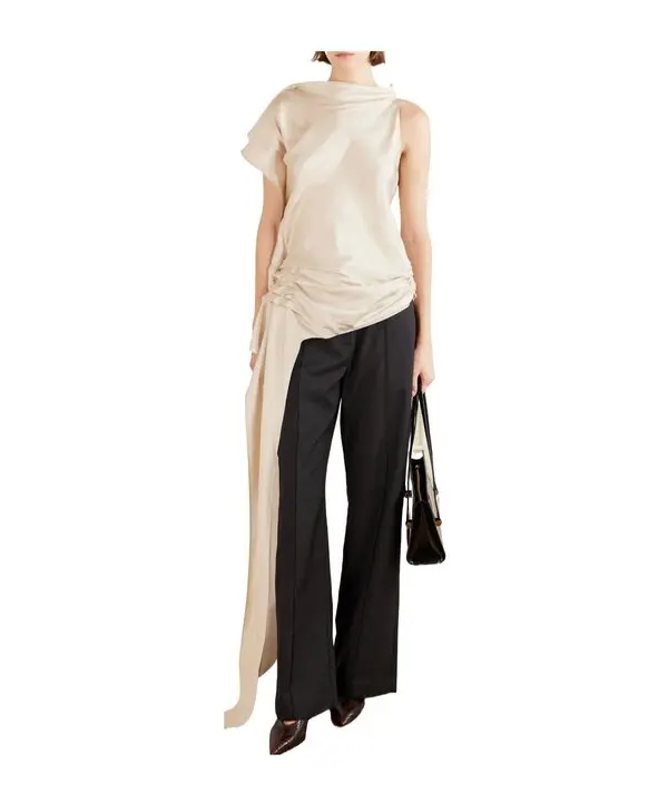 KALLMEYER Asymmetric Ruched Woven Blouse - No