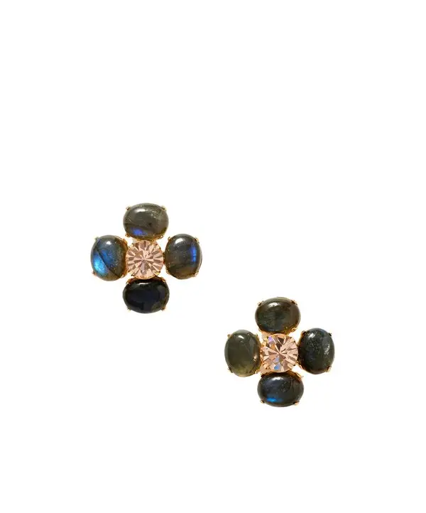 JENNIFER BEHR Gold-plated Labradorite And Crystal Earrings - Green