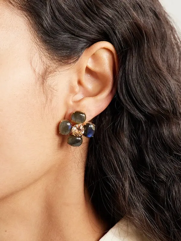 JENNIFER BEHR Gold-plated Labradorite And Crystal Earrings - Green