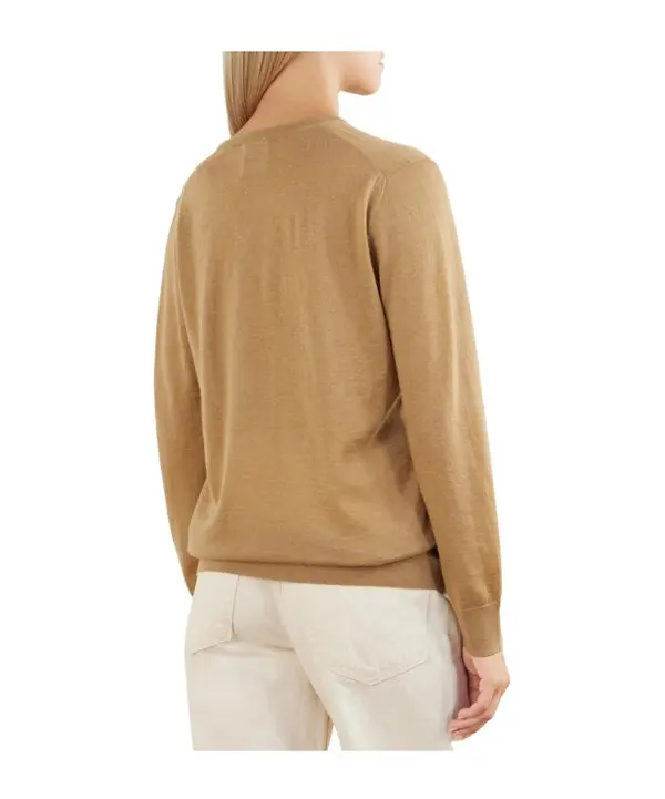 ALLUDE Ribbed-trimmed V-neck Cashmere Sweater