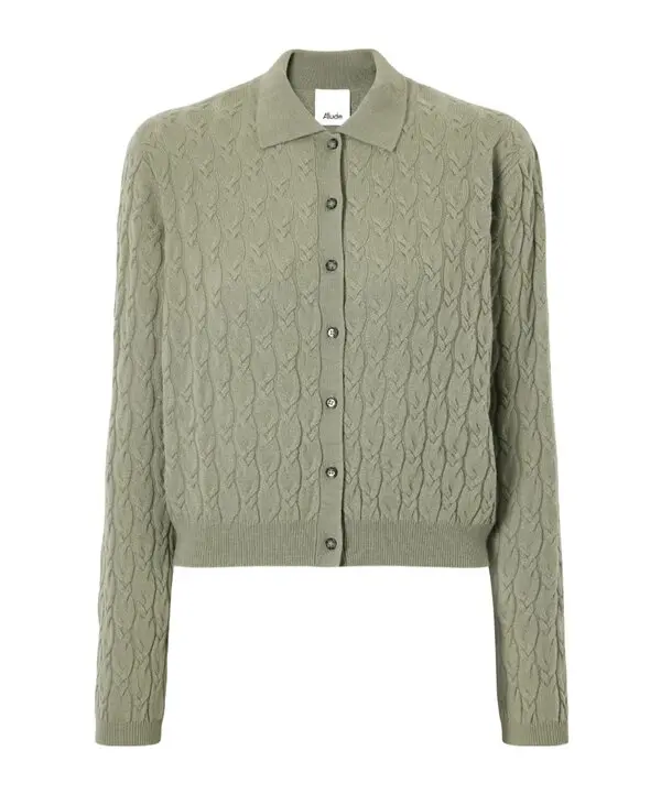 ALLUDE Cable-knit Cashmere Cardigan