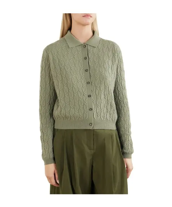 ALLUDE Cable-knit Cashmere Cardigan