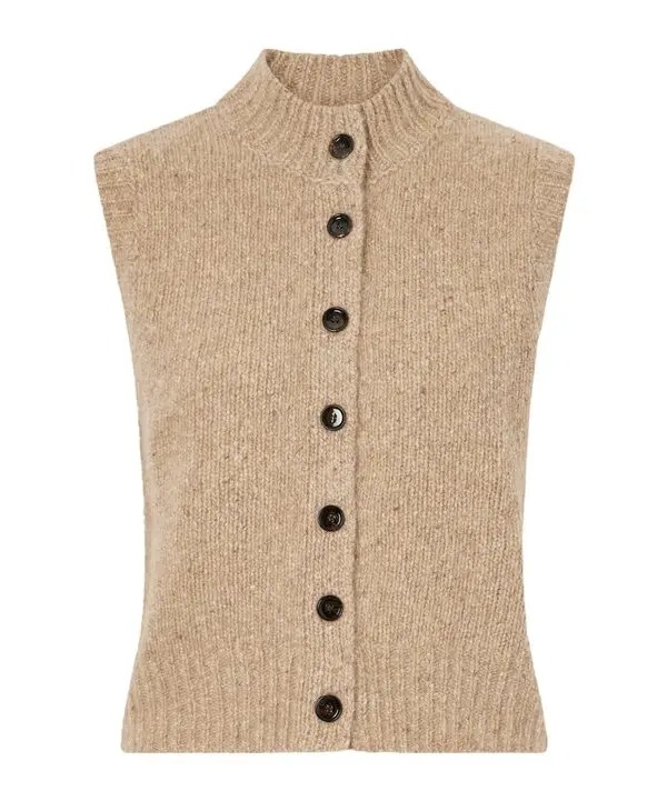 ALLUDE Button-down Cashmere Vest