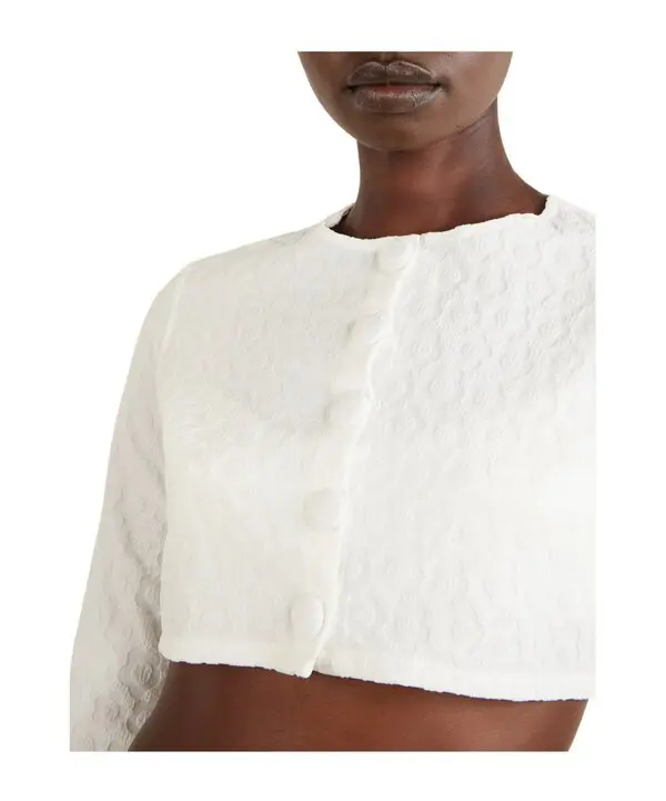 Lisa Marie Fernandez Cropped Floral-jacquard Cardigan - No
