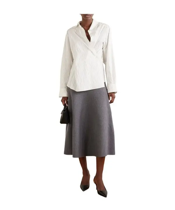 Brandon Maxwell The Miller Wool-felt Midi Skirt