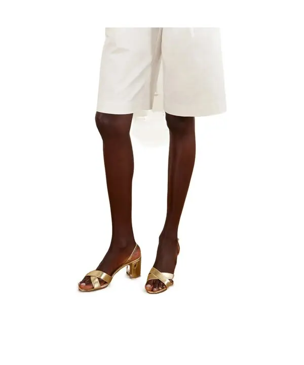 Jennifer Chamandi Metallic Leather Sandals