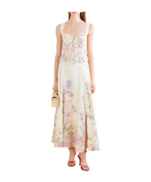 Charo Ruiz Ibiza Floral-print Cotton-blend Maxi Skirt