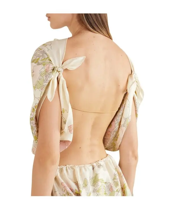 Calvin Klein Floral-print Silk Cropped Tank