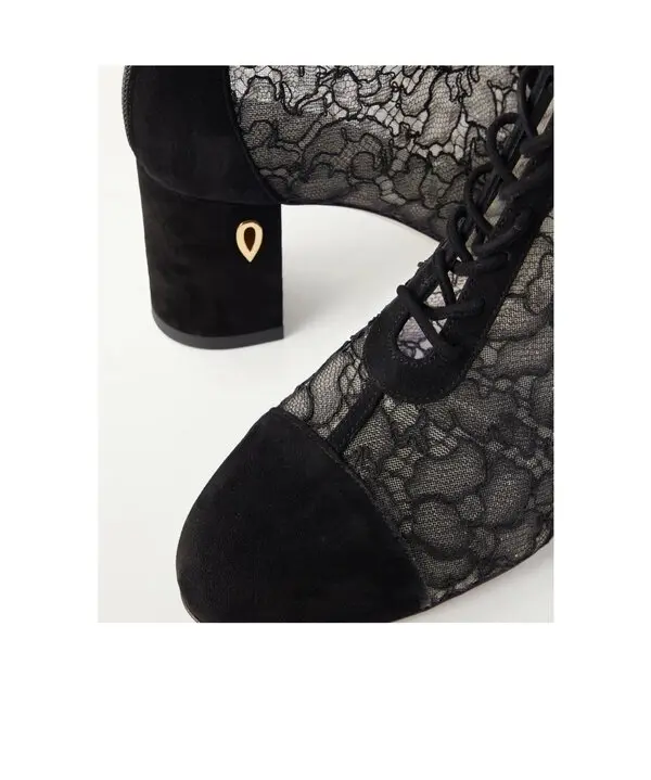 Jennifer Chamandi Lace-trimmed Suede Ankle Boots