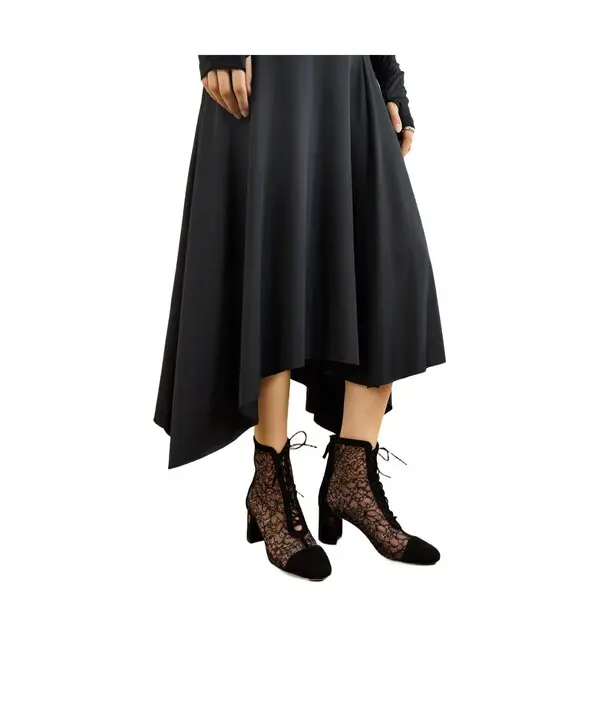 Jennifer Chamandi Lace-trimmed Suede Ankle Boots