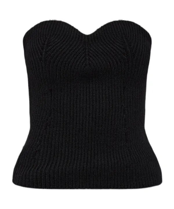 JIL SANDER Ribbed-knit Strapless Top - Black